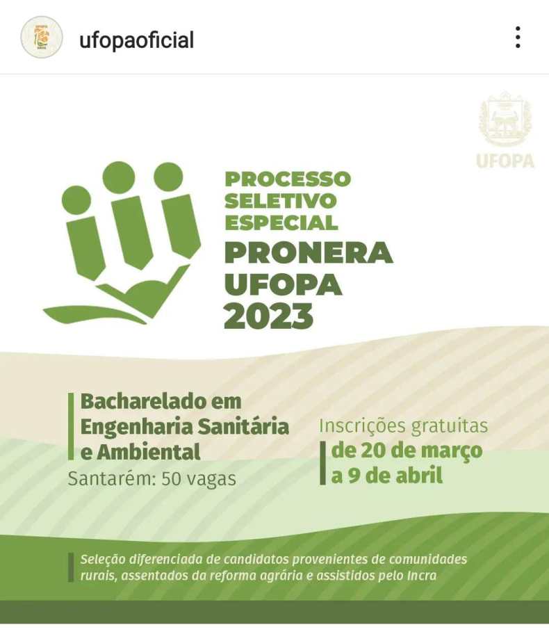 Ufopa Lança Processo Seletivo Para Assentados Da Reforma Agrária