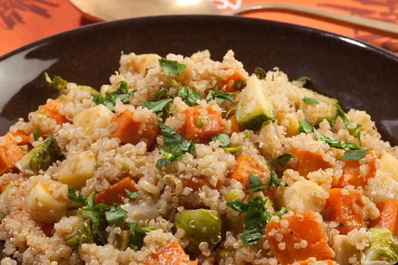 Warm Quinoa Salad With Roasted Autumn Vegetables And Ginger Scallion D