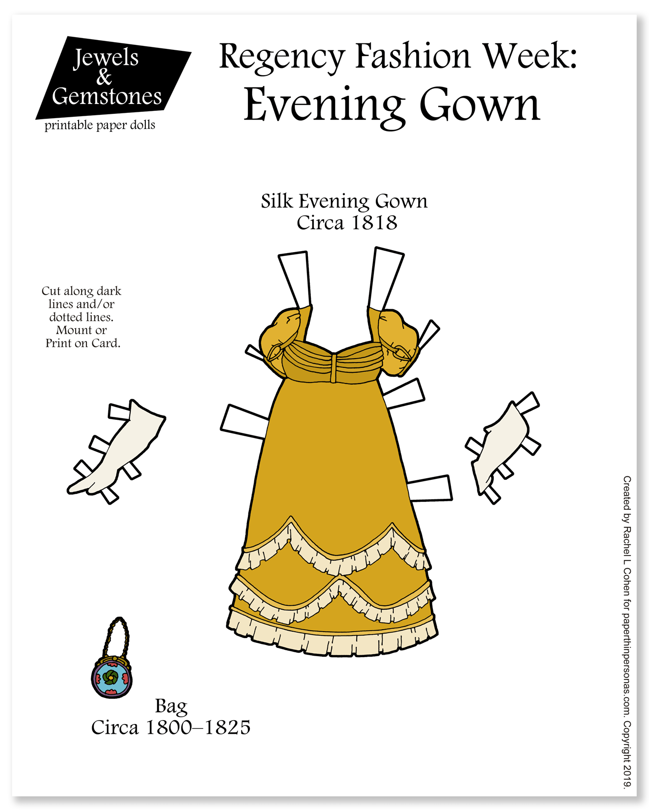 Regency Paper Doll Fashion Week Evening Gown 1818