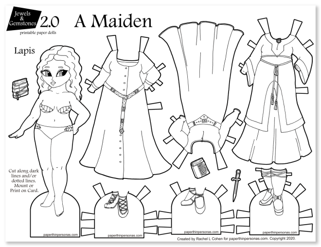 Free Printable Medieval Fantasy Paper Doll With Dresses