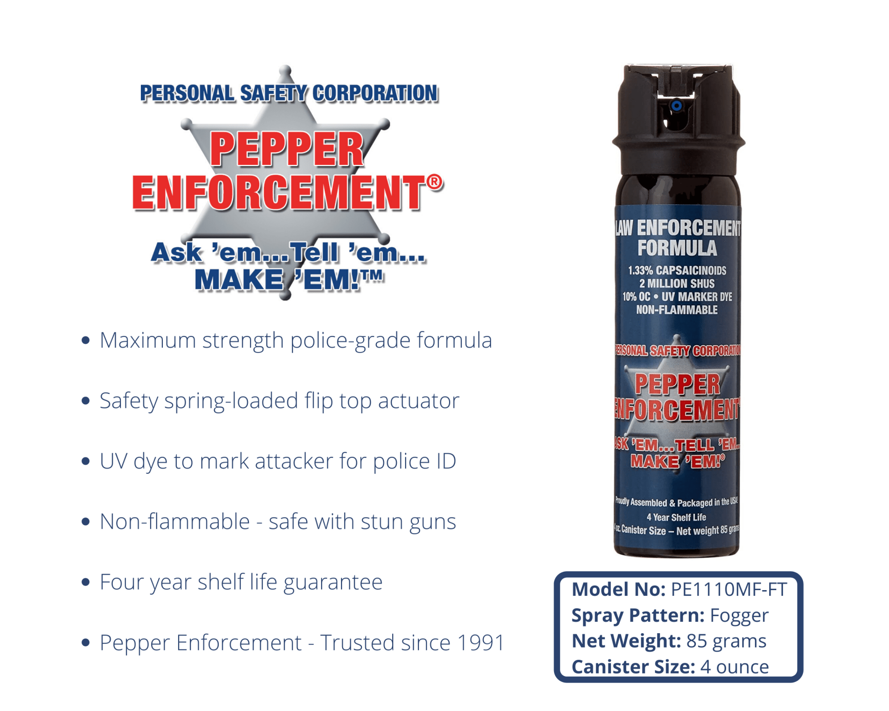 Pepper Enforcement® Fogger Pepper Spray 4 Oz Flip Top