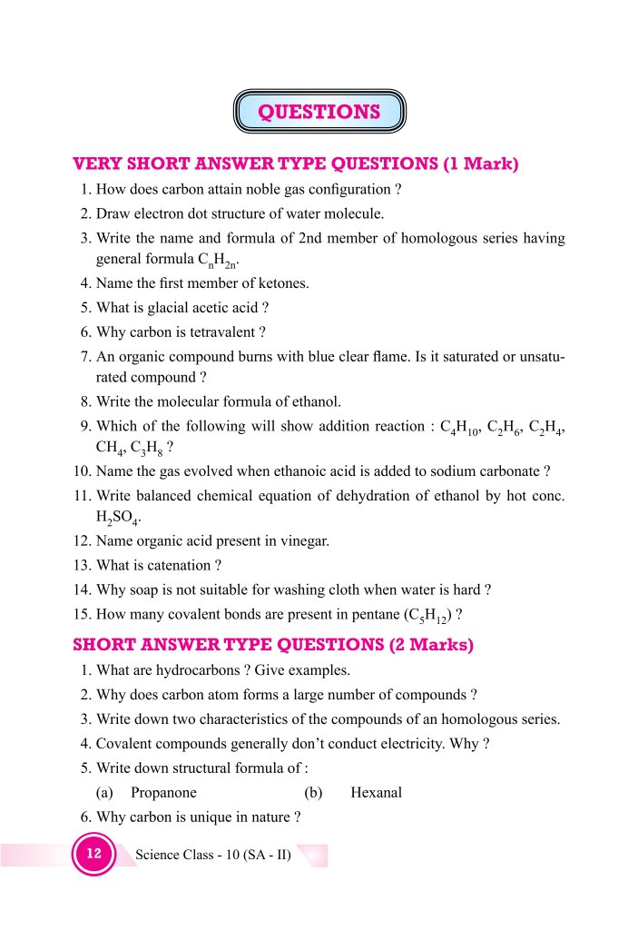 Class 10 Science Chapter 4 Carbon And Its Compounds Study Notes Gurukul