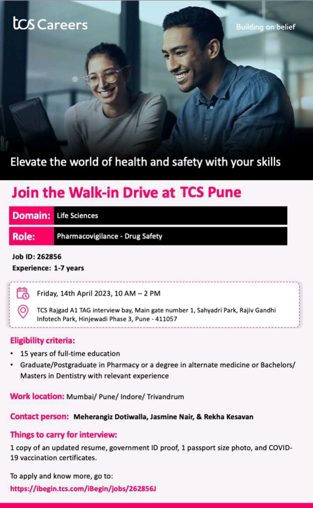 Tata Consultancy Services Walk In Interview For Pharmacovigilance On