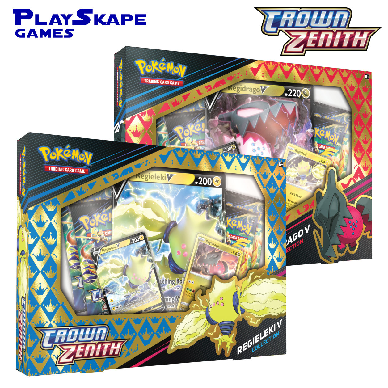 Crown Zenith Collection Box Regieleki V And Regidrago V Pokemon Cards