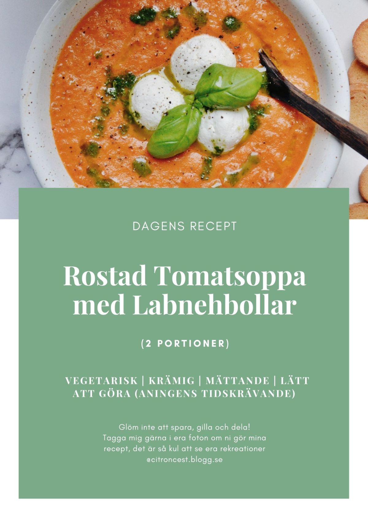 Rostad Tomatsoppa Med Labnehbollar And Basilikaolja Primavera Content