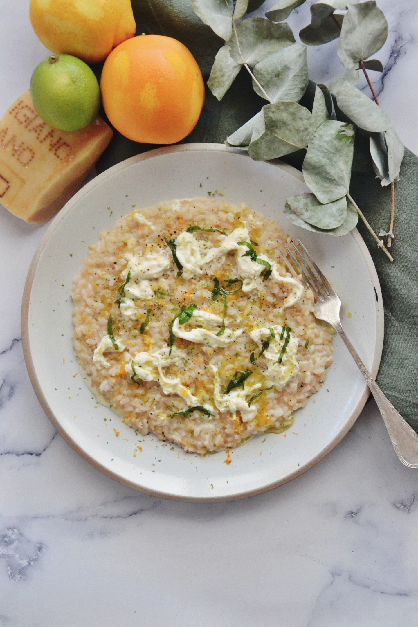 Risotto Med Burrata Citrusskal Och Basilikaolja Primavera Content