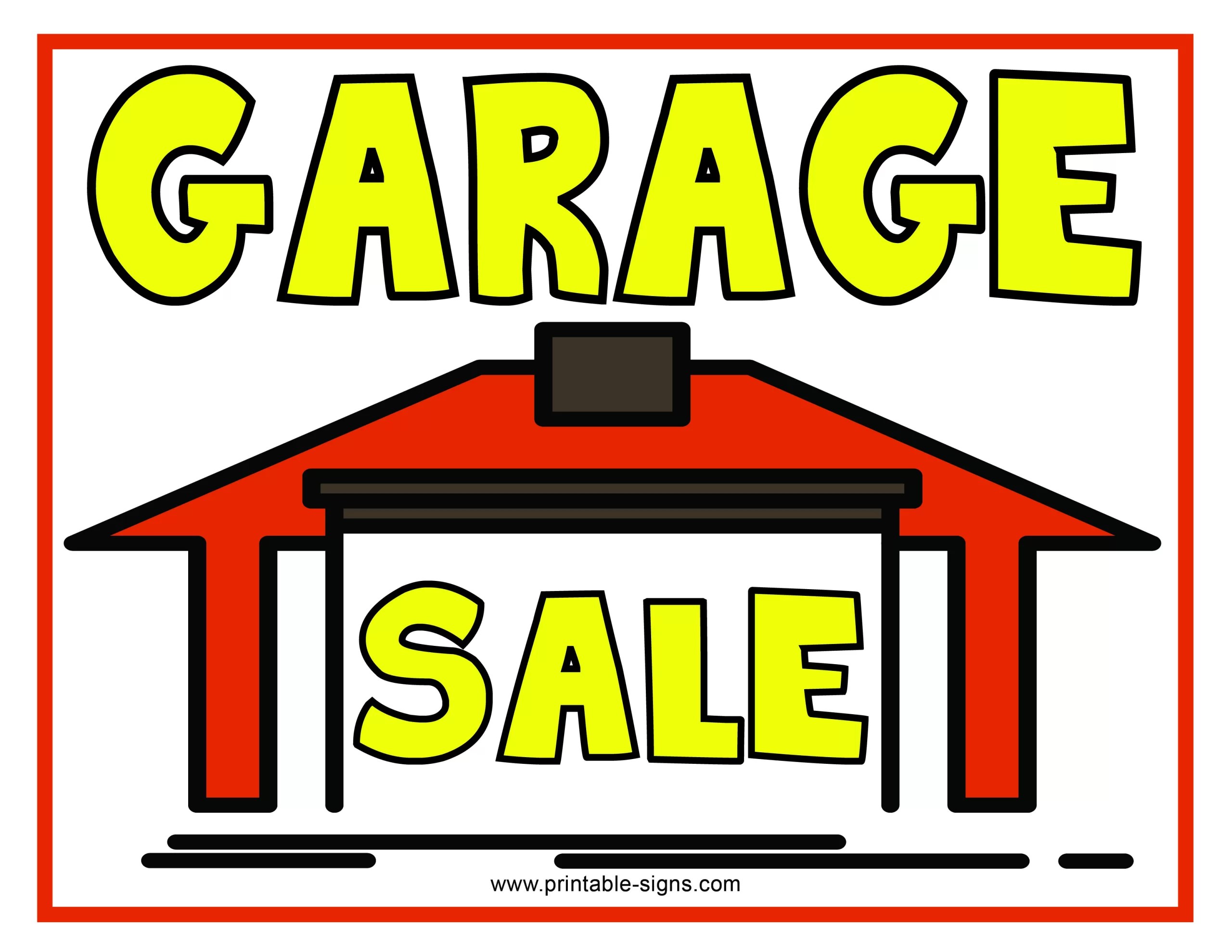 Downloadable Garage Sale Sign Printable Signs