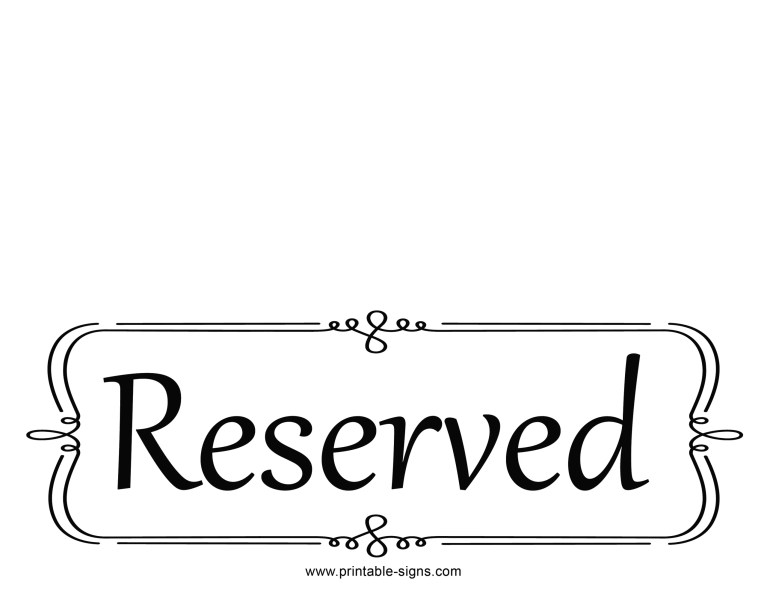 Free Printable Reserved Sign Printable Signs