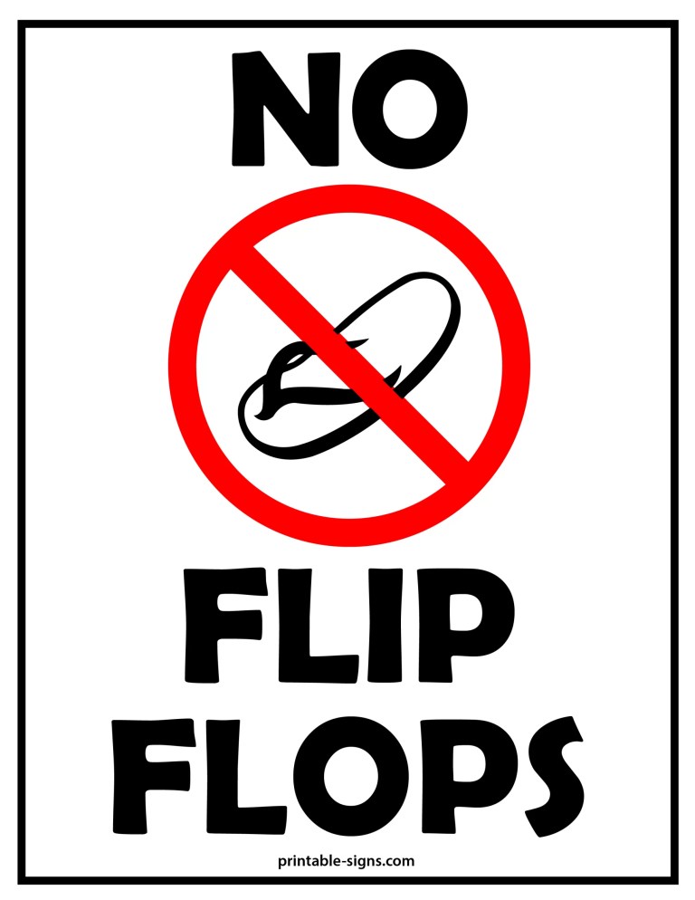 No Flip Flops Allowed Sign Printable Signs