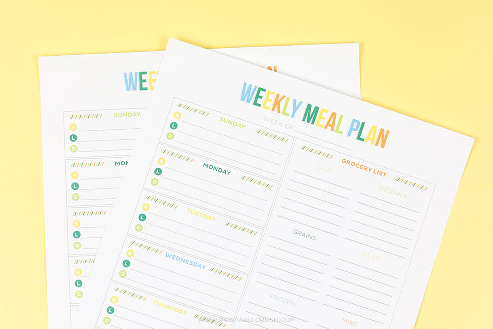 Free Printable Weekly Meal Planner Printable Crush