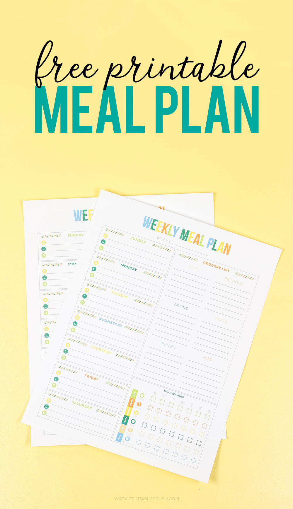 Free Printable Weekly Meal Planner Printable Crush