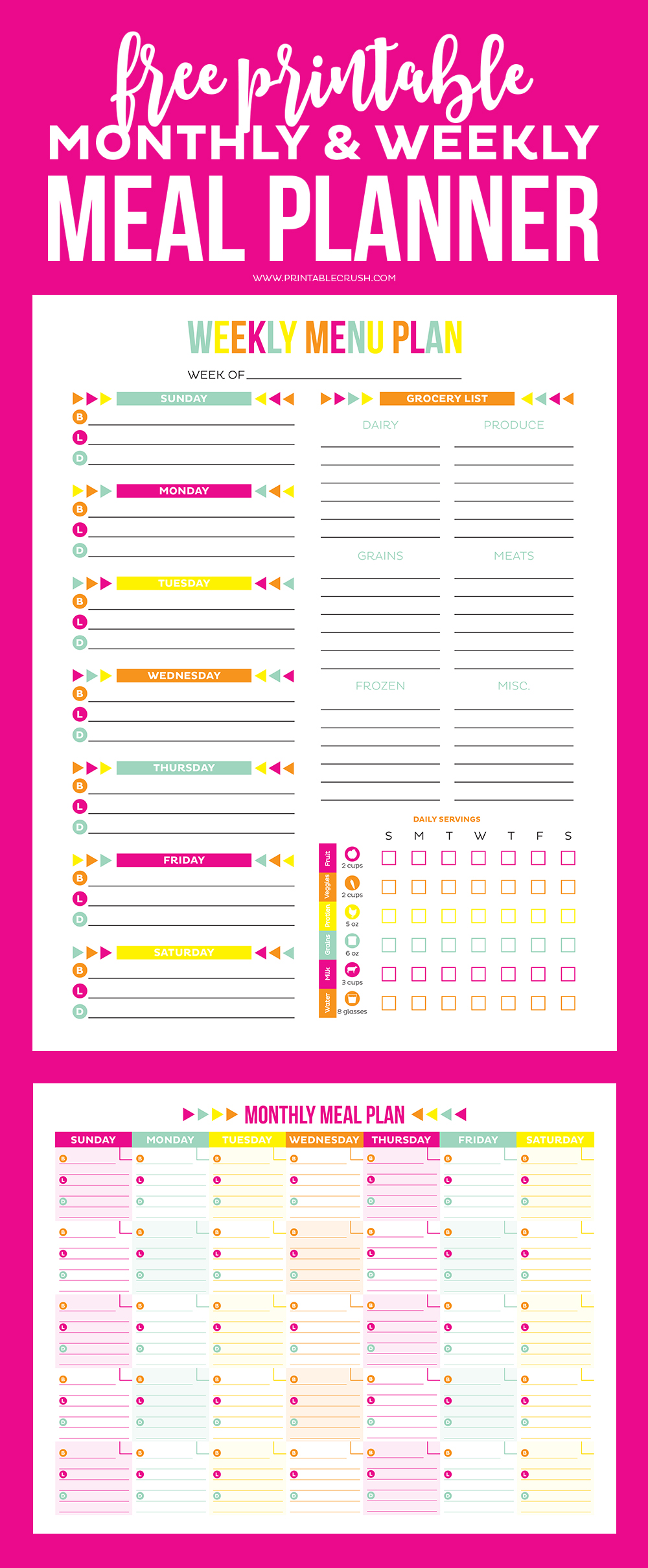 Monthly Meal Planner Printable