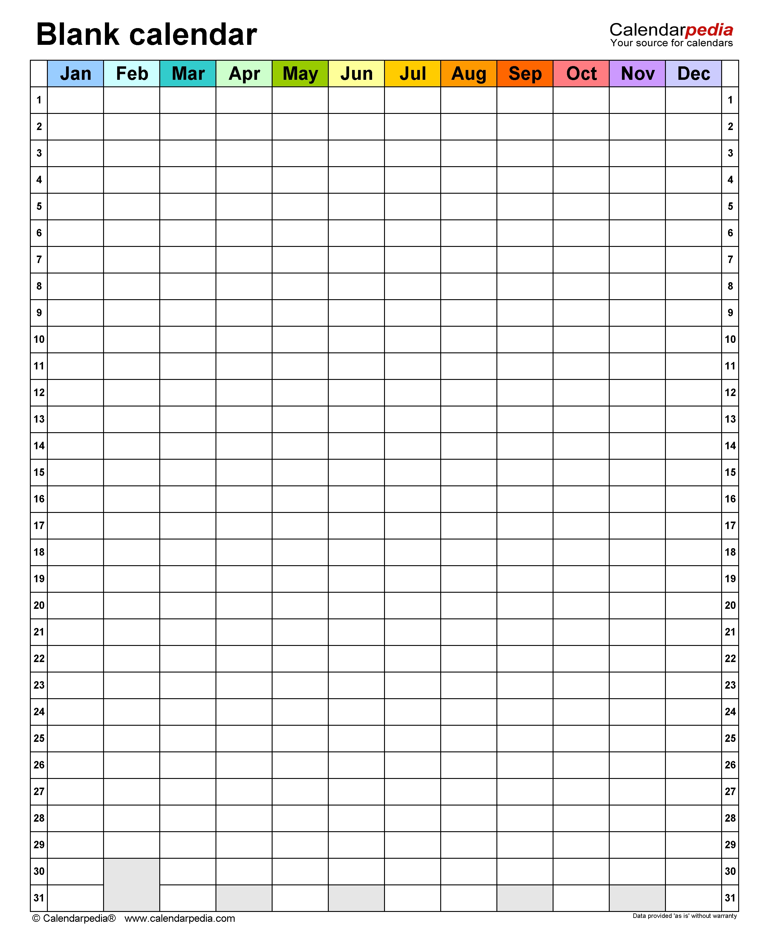 Printable Blank Monthly Calendar Excel Templates 11 Blank Monthly