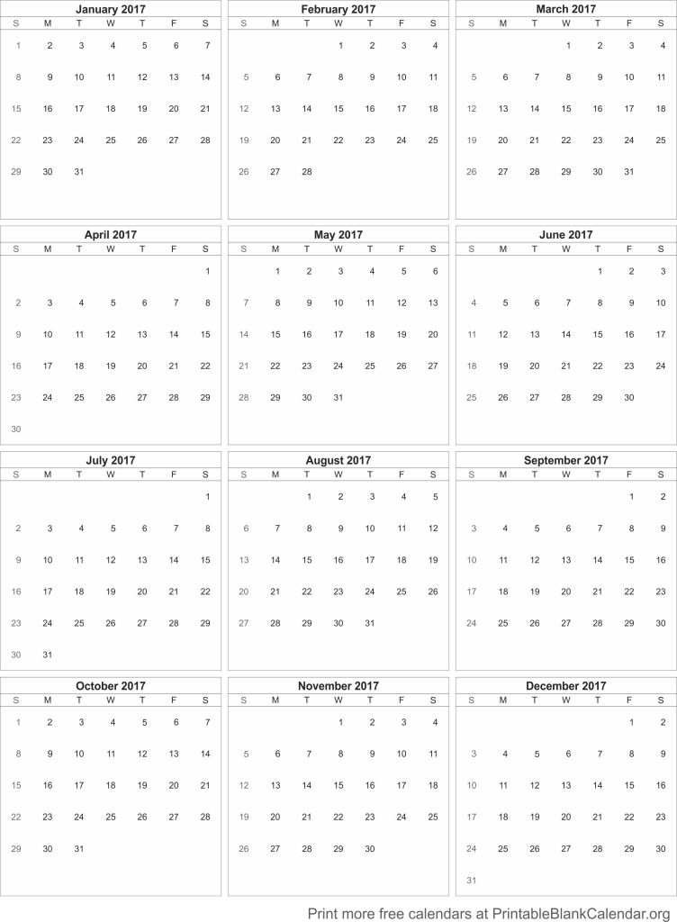 2017 Printable Calendar Printable Blank