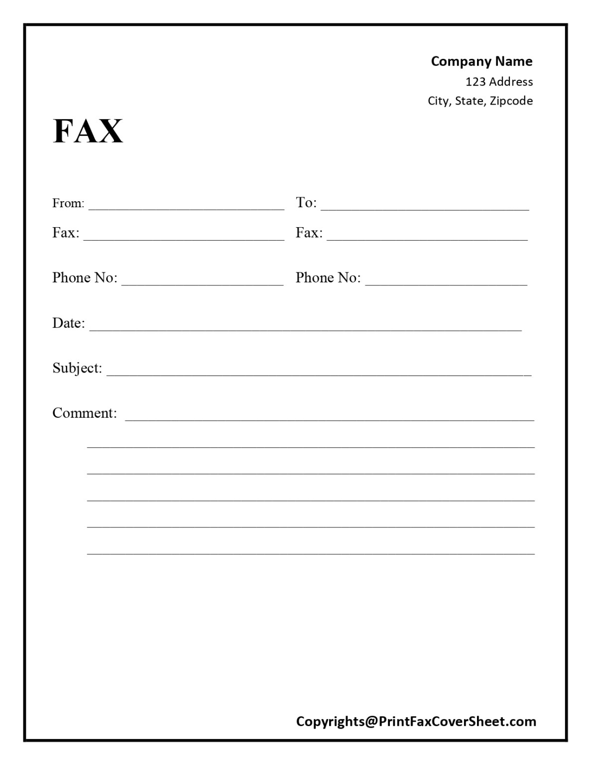 Printable Blank Fax Cover Sheet Pdf