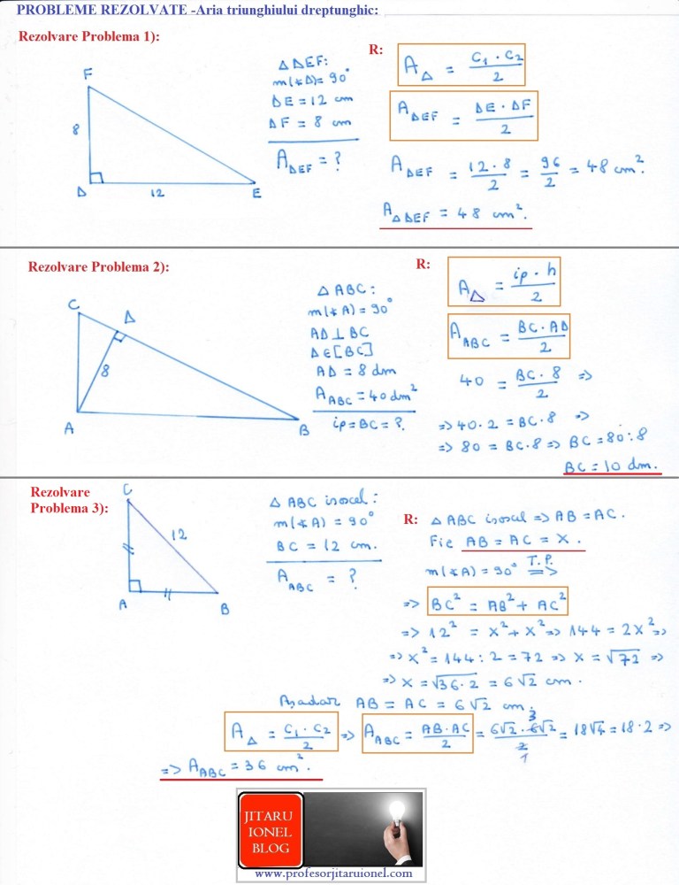 Formula înălțimii într Un Triunghi Dreptunghic Aria Triunghiului