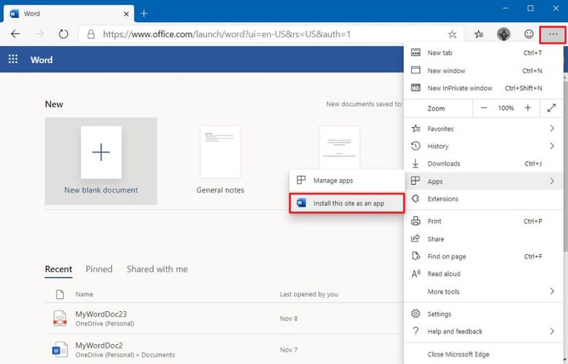 How To Install Office Web Apps Using Edge On Windows 10 Pureinfotech