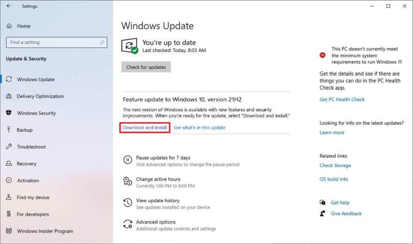 How To Upgrade To Windows 10 21h2 November 2021 Update Pureinfotech