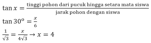 Menghitung Tinggi Pohon Menggunakan Rumus Identitas Trigonometri