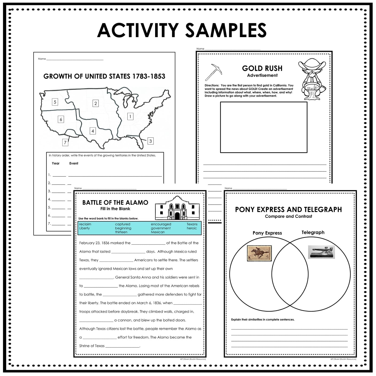 Westward Expansion Unit Westward Expansion Test Digital And Printable