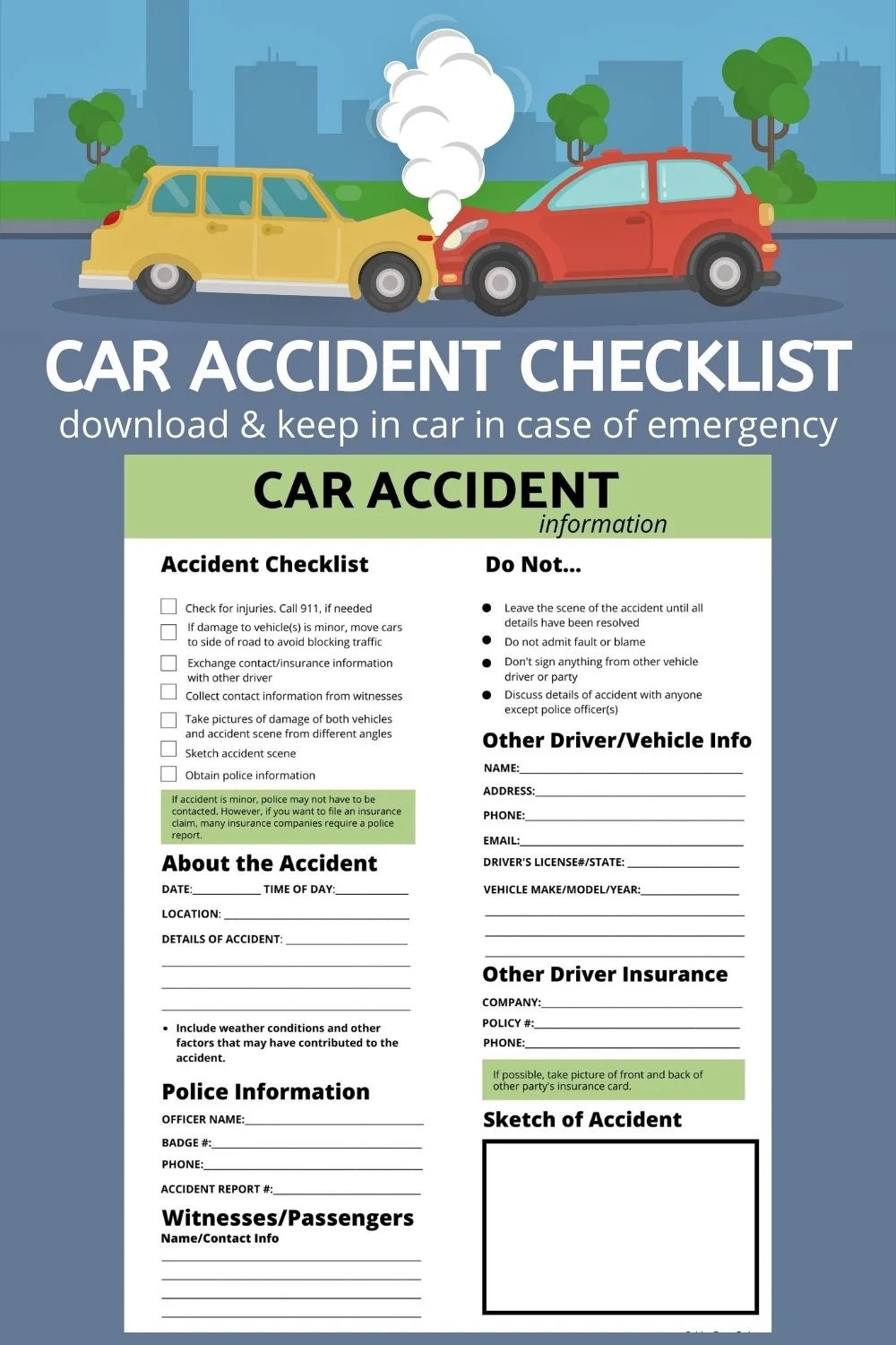 Car Accident Checklist W Graphic Raising Teens Today