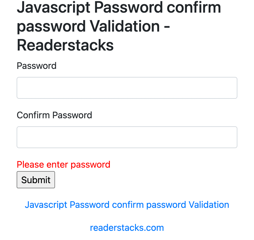 Password And Confirm Password Validation In Javascript