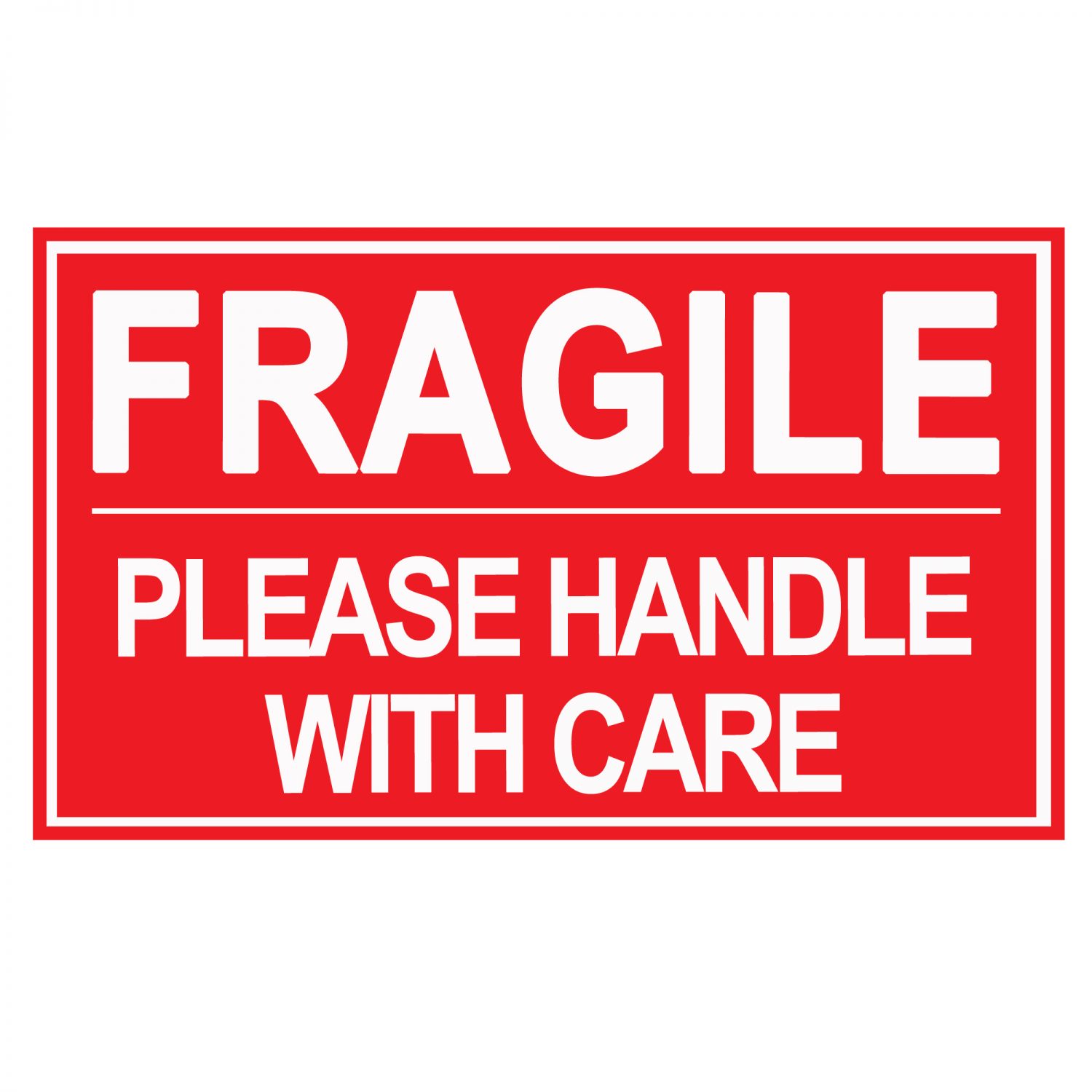 Printed Labels Fragile Please Handle With Care White On Red 500