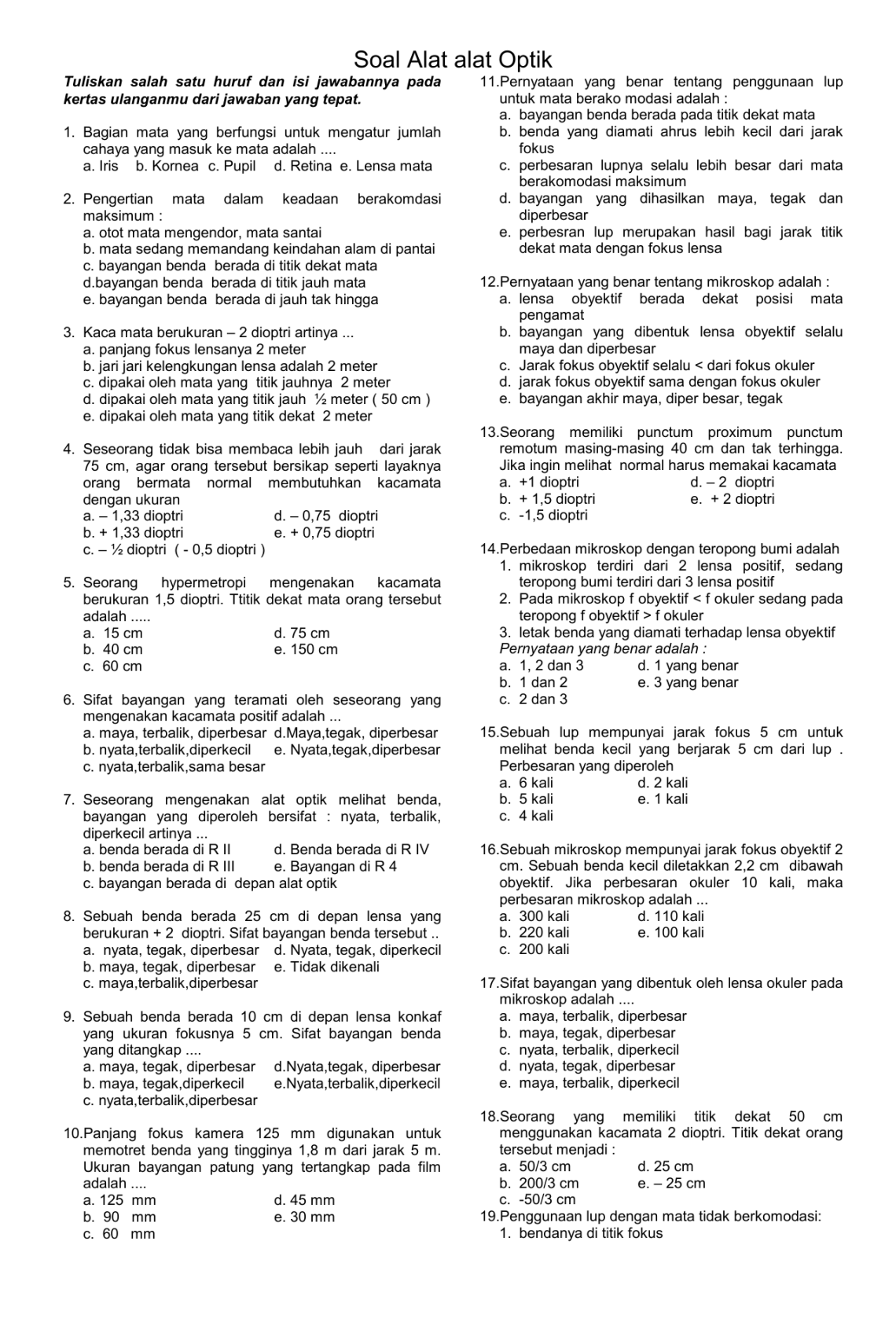 11 Soal Cahaya Dan Alat Optik Kelas 8 Pdf Contoh Soal Dan Jawaban