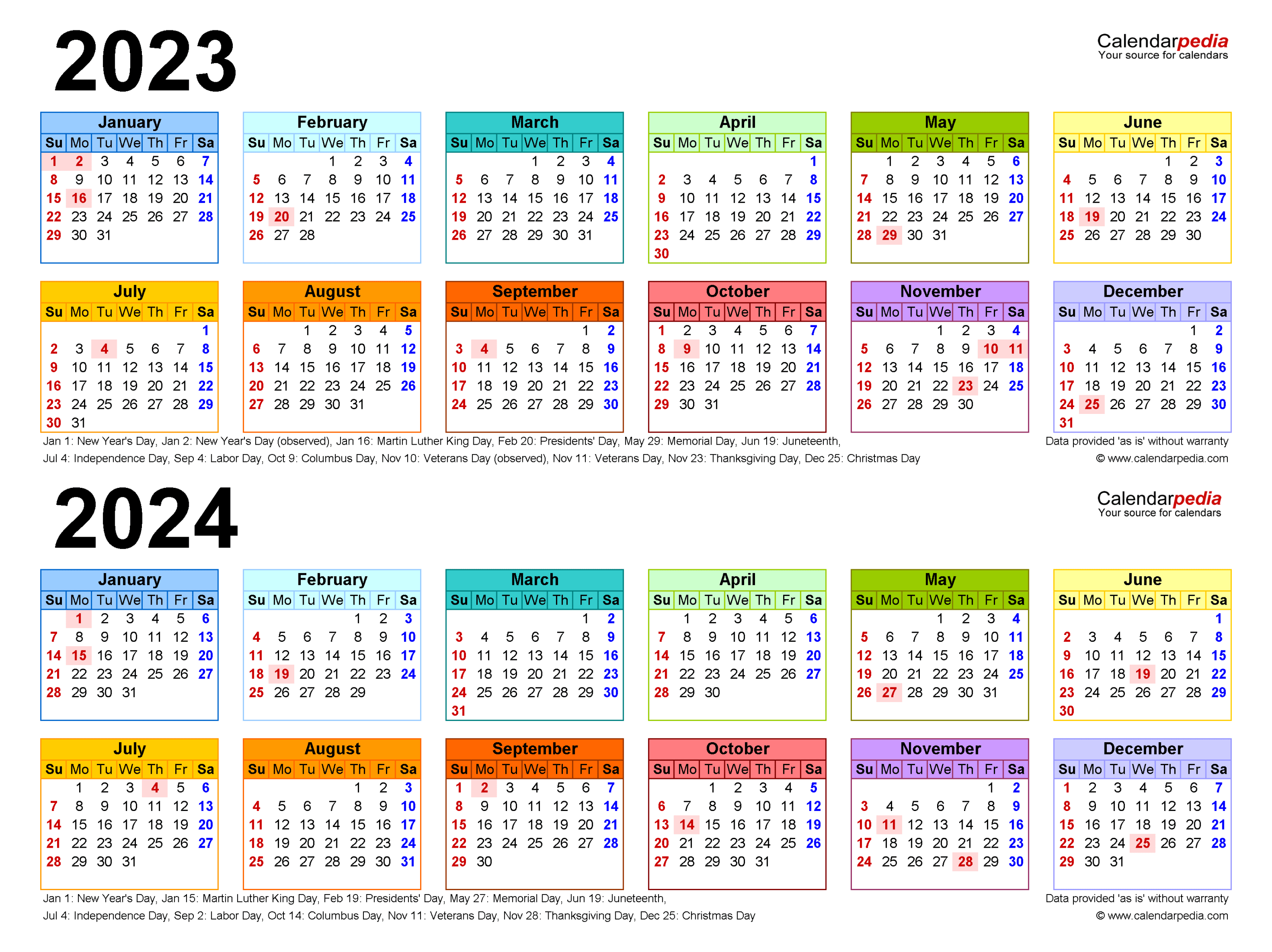 2023 2024 Two Year Calendar Free Printable Excel Templates 2024