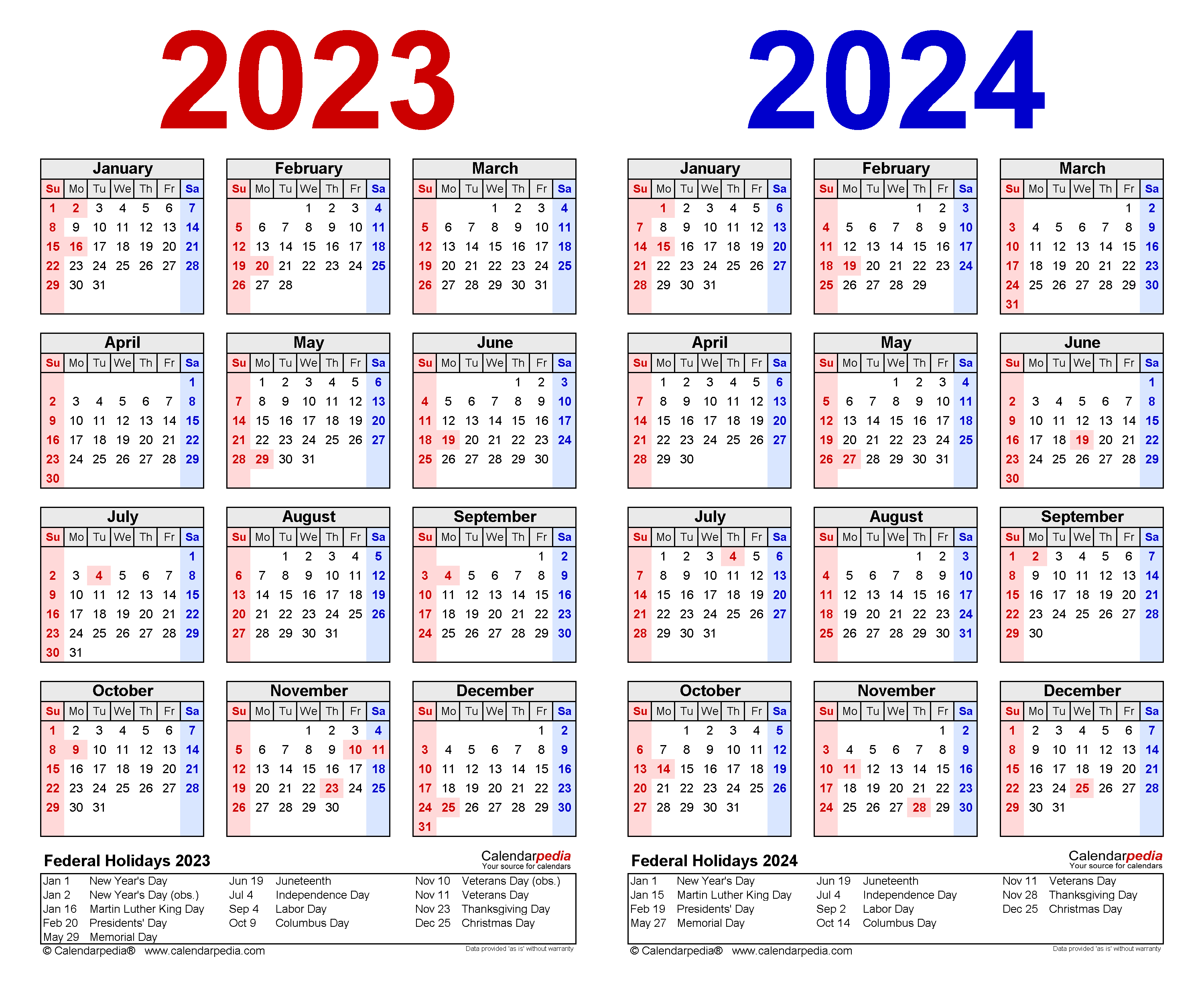 2023 2024 Two Year Calendar Free Printable Pdf Templates 2024