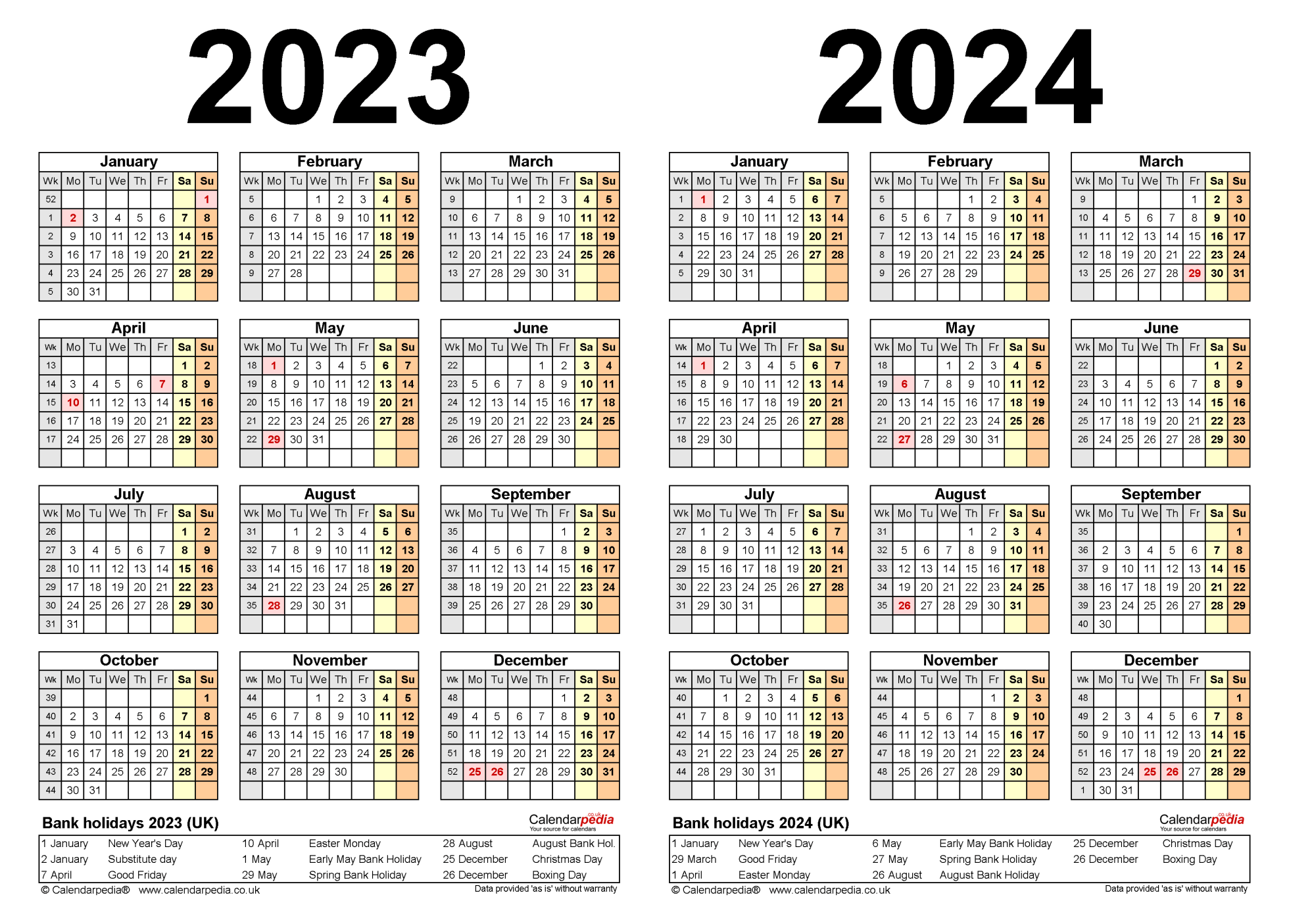 Two Year Calendars For 2023 2024 Uk For Word 2024 Calendar Printable