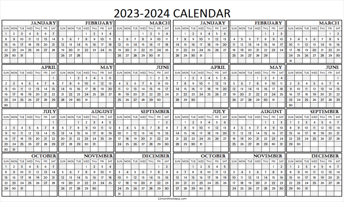 2023 2024 Two Yearly Calendar Template Printable Calendar Template