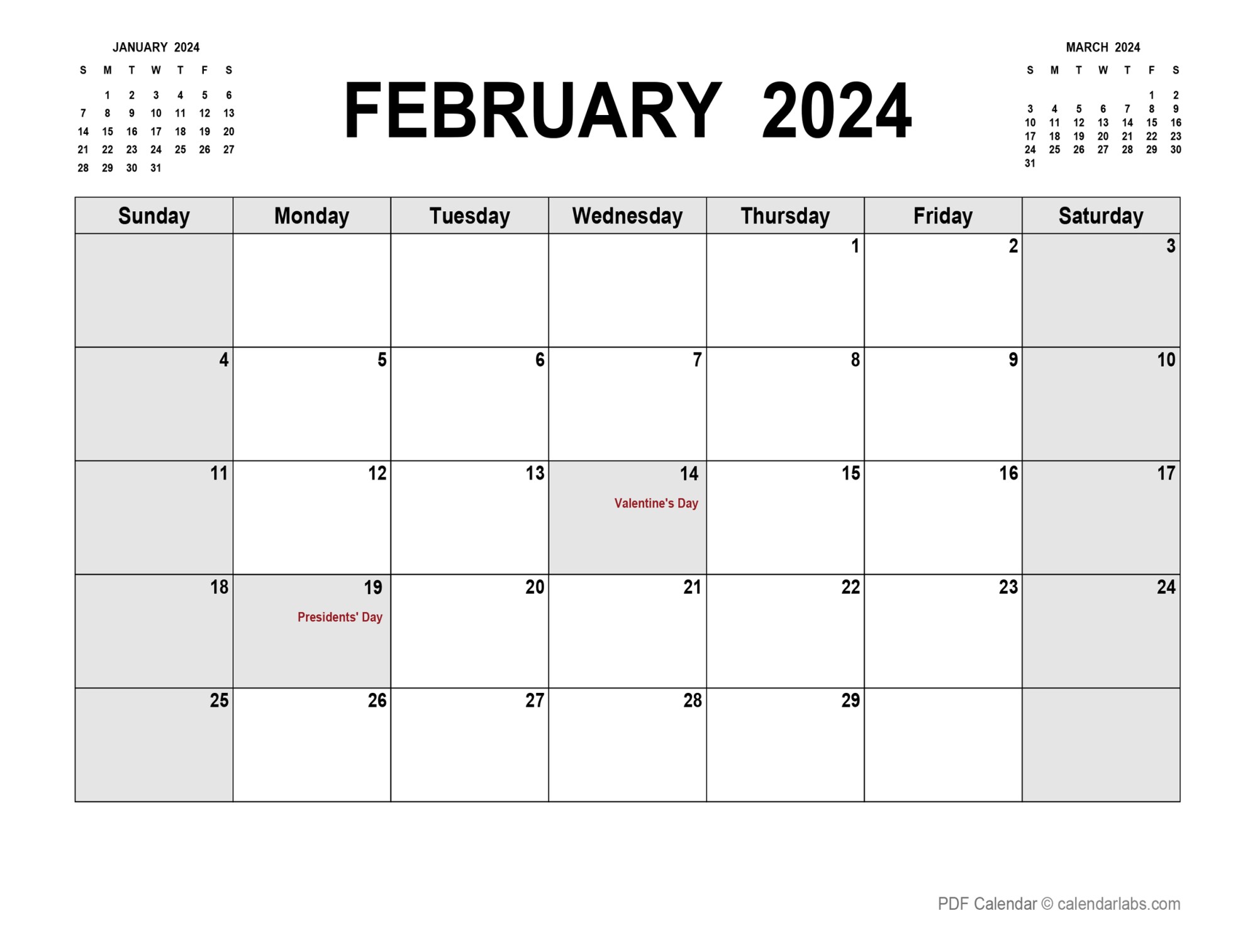 February 2024 Calendar Calendarlabs 2024 Calendar Printable