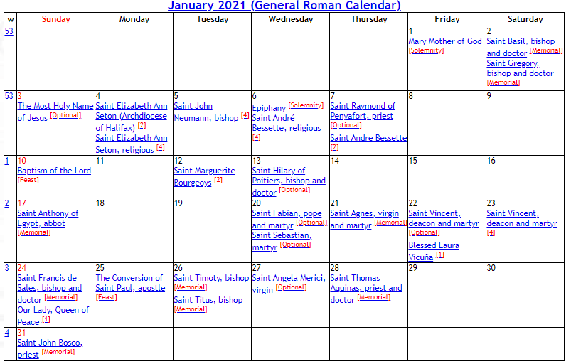 Liturgical Calendar 2021 Roman Catholic Calendar 2021 Weekly Calendar