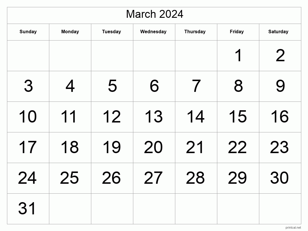Printable March 2024 Calendar Free Printable Calendars 2024 Calendar