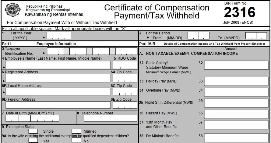 Bir Form 2316 Updated Guide And Download Olanap Videos And Reads