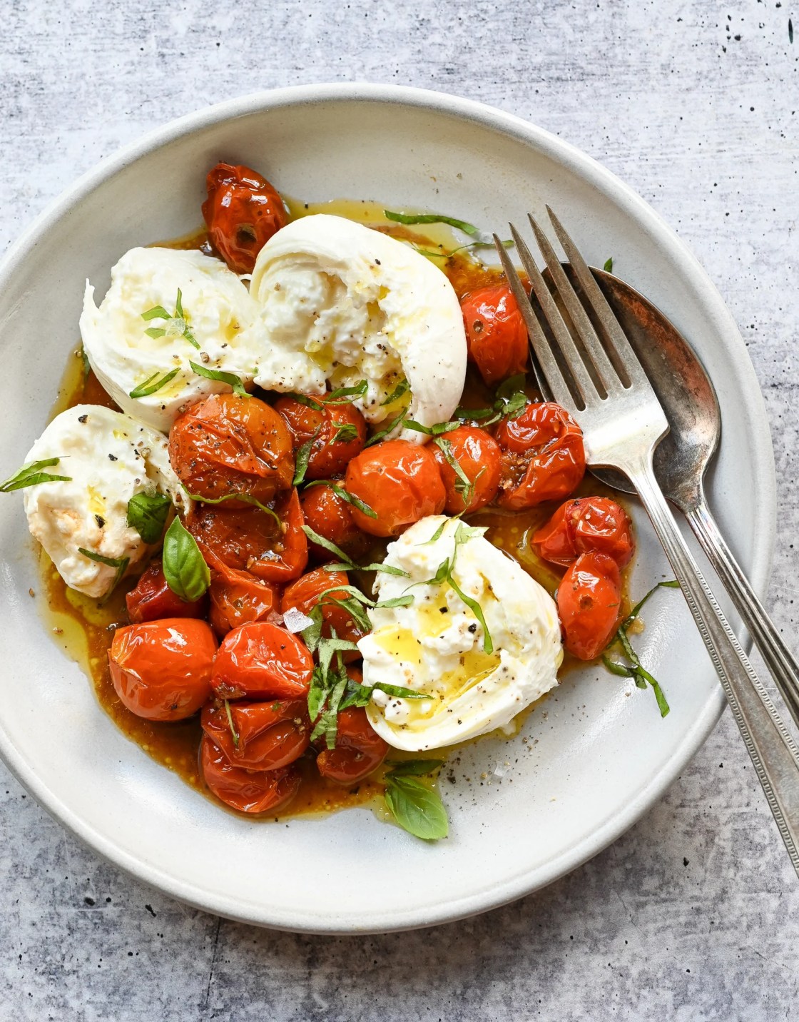 Slow Roasted Cherry Tomatoes And Burrata