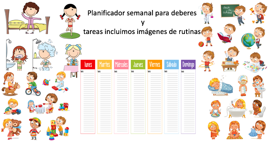 Planificador Semanal Para Deberes Y Tareas Incluimos Imágenes De