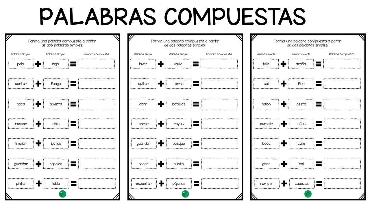 Ejercicio De Lengua Palabras Compuestas Orientacion Andujar