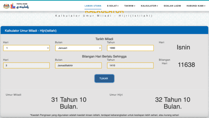 Tukar Tahun Hijrah Ke Masihi Semakan Tarikh Lahir Kalendar Islam