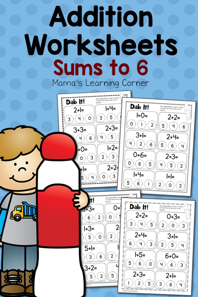 Dab It Addition Worksheets Sums To 6 Mamas Learning Corner