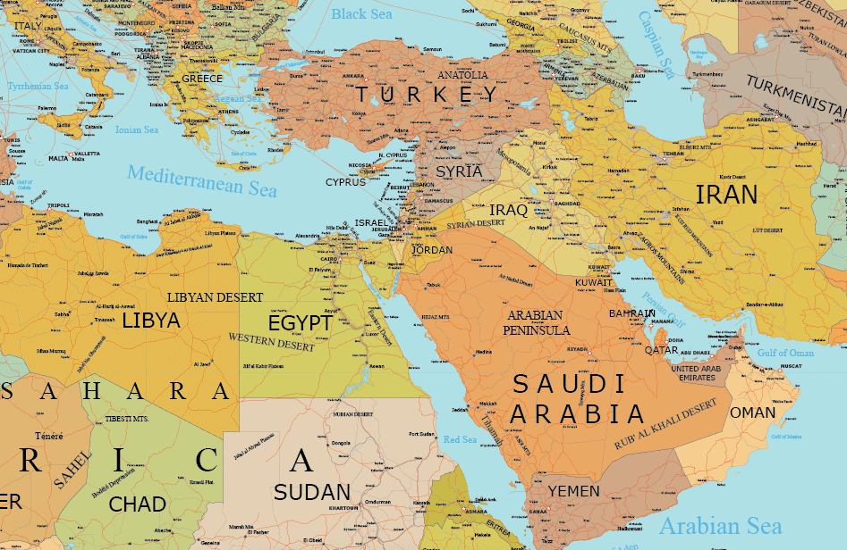 Africa And Middle East Layered Vector Map Maptorian