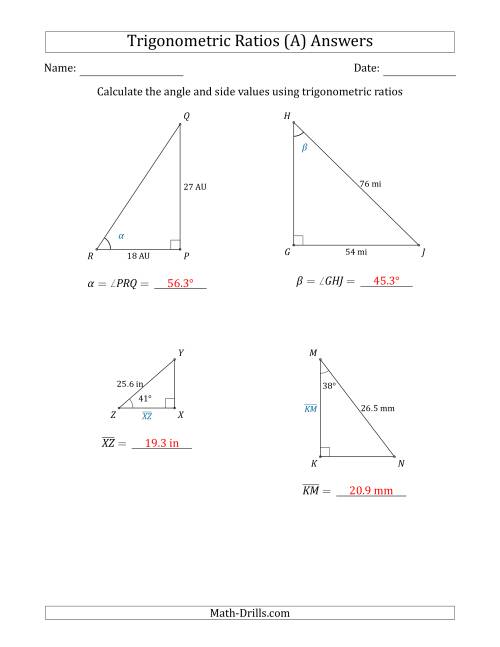 Finding Trigonometric Ratios Worksheet Solved Trigonometric Ratios