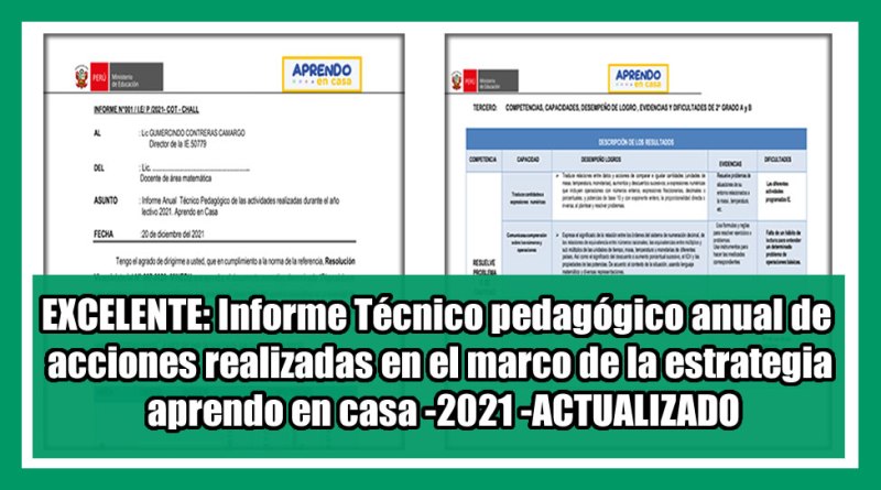 Excelente Informe Técnico Pedagógico Anual De Acciones Realizadas En