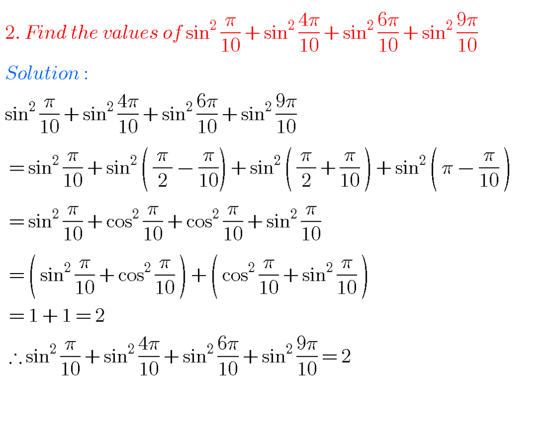 Trigonometric Ratios Upto Transformations Intermediate Mathematics