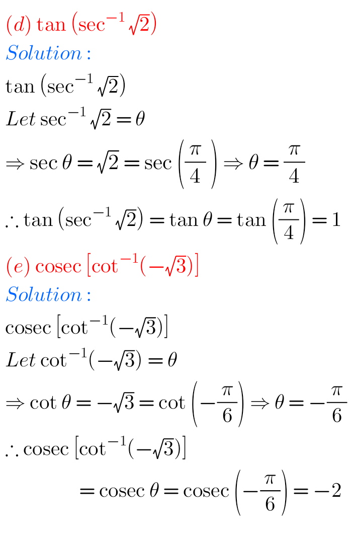 Inverse Trigonometric Functions Solutions Maths 311 Book 2 Nios Check