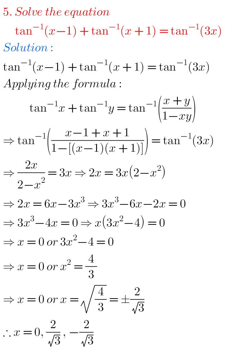 Check Your Progress 242 Solutions Inverse Trigonometric Functions