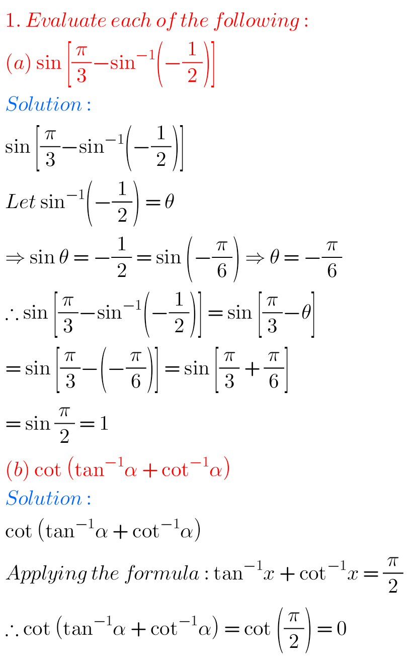 Check Your Progress 242 Solutions Inverse Trigonometric Functions