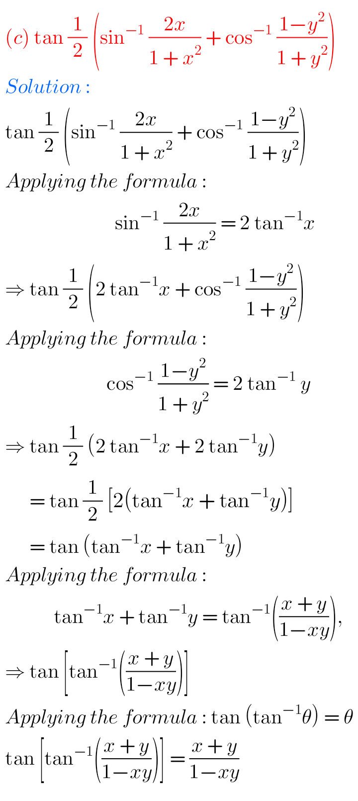 Check Your Progress 242 Solutions Inverse Trigonometric Functions