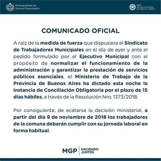 Municipalidad Conciliación Obligatoria Por Un Plazo De 15 Días Hábiles